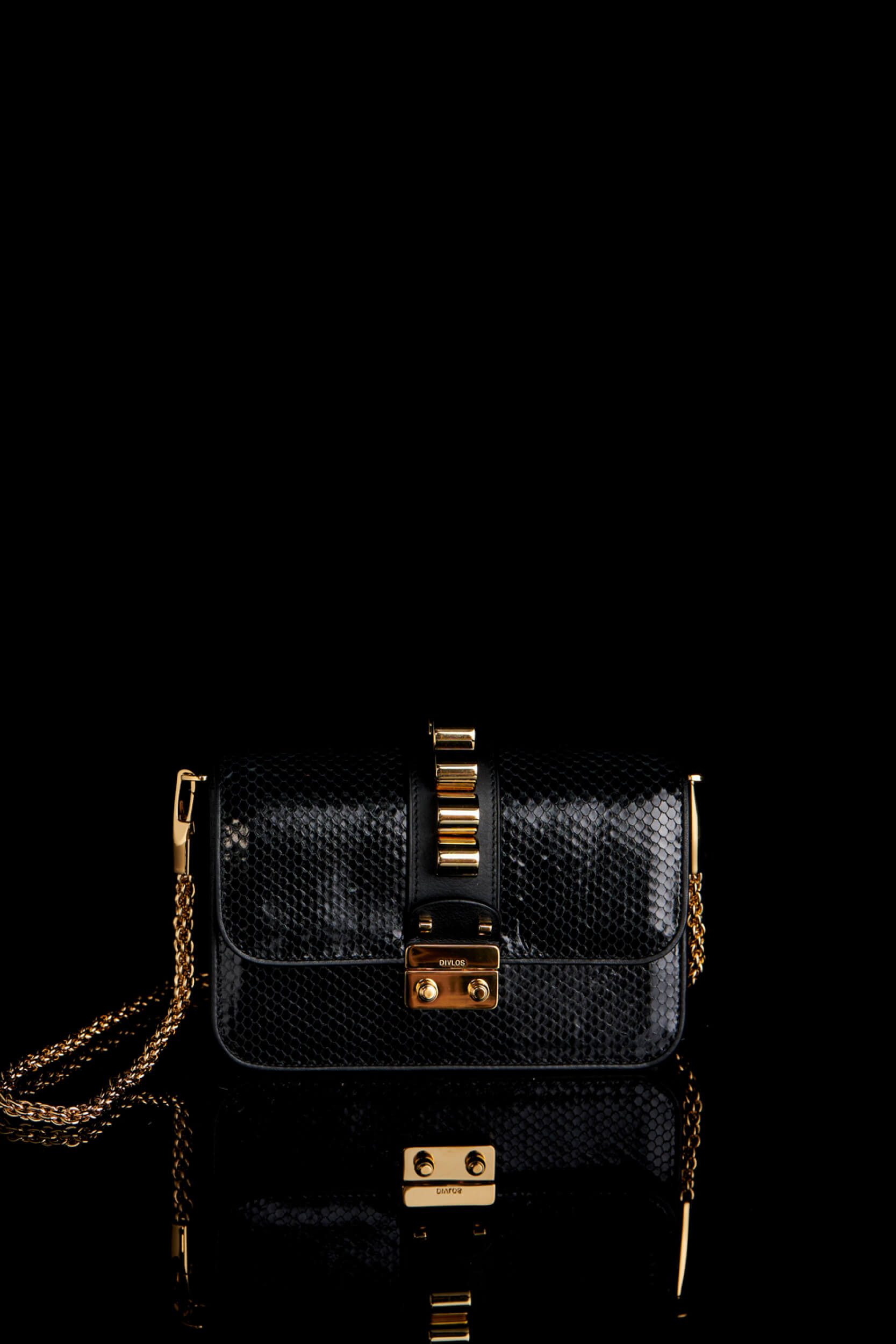 Milan black python-embossed | DIVLOS Fashion Corporation